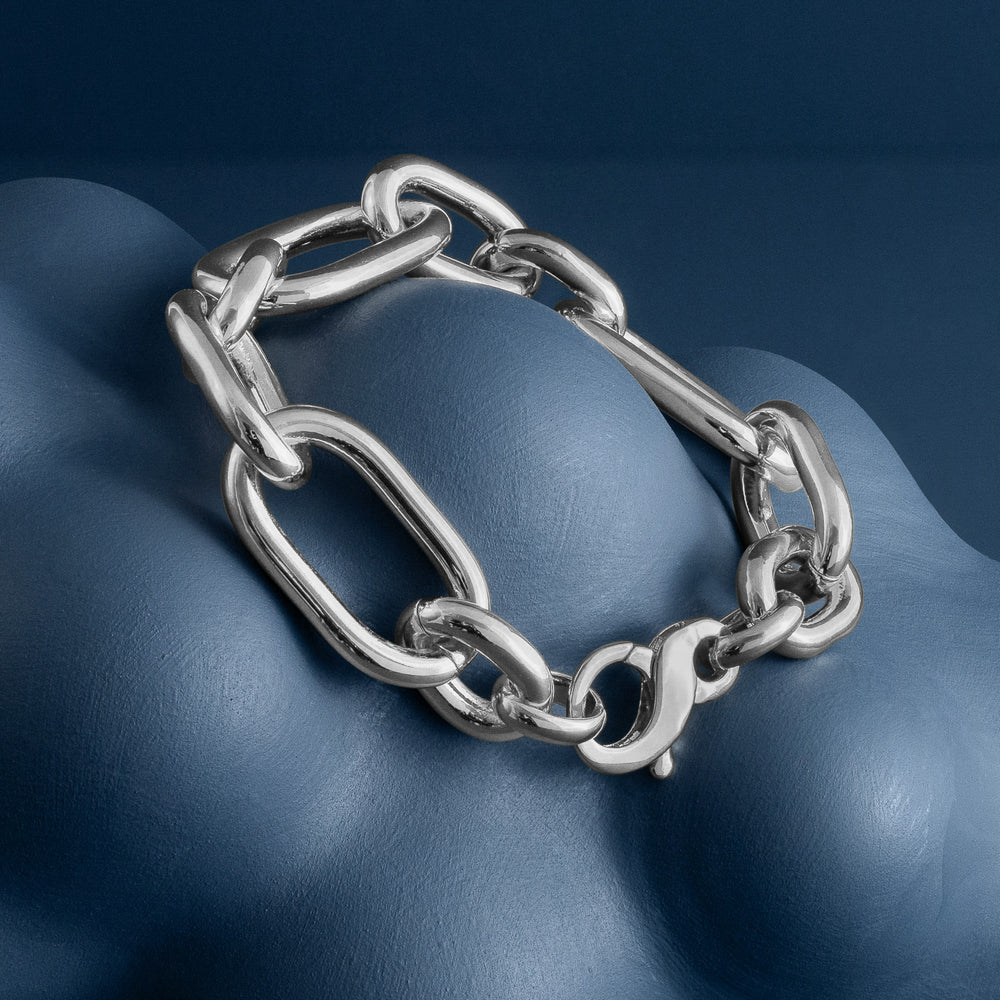 LARGE CHUNKY SILVER CHAIN BRACELET | LOEL